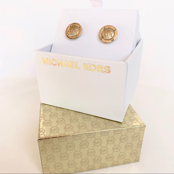 Michael Kors | Jewelry | Nwt Authentic Mk Gold Tone Logo Stud Earrings ...
